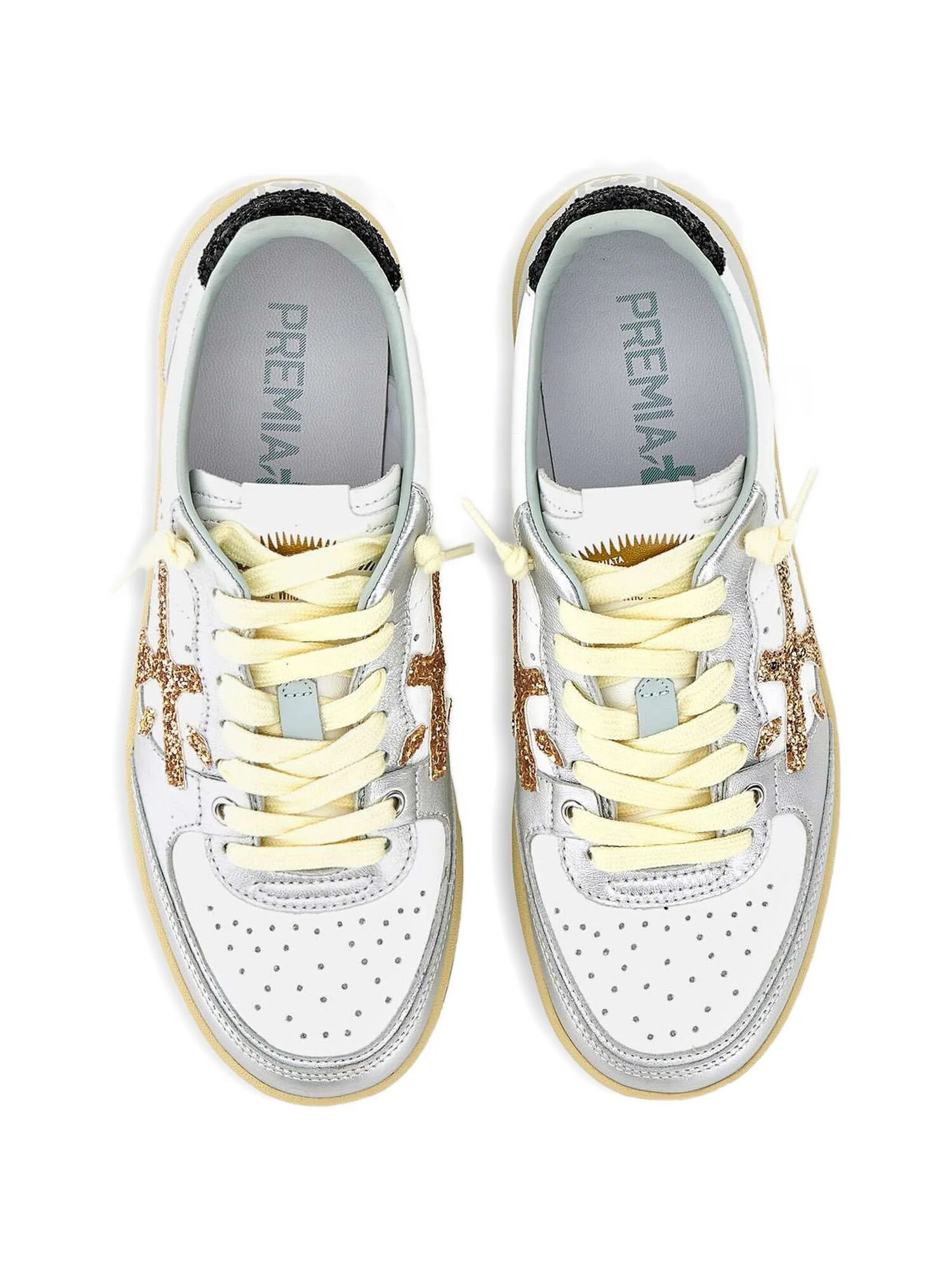 Кроссовки PREMIATA Glitter leather sneakers, размер 36 EU, white — фото 1