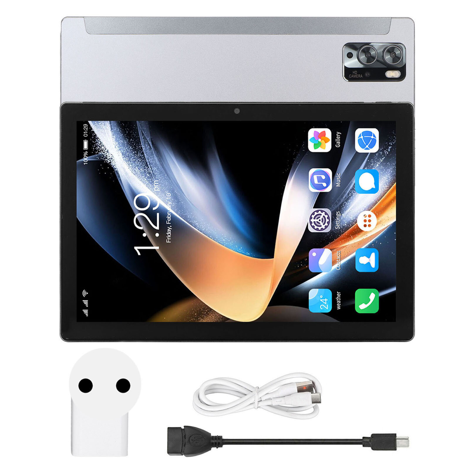 Планшет 10,1 дюйма Android 13, 8ядерный, 8 ГБ/256 ГБ, 4G, 7000 мАч, 5G WiFi, 100240В, серый евровилк