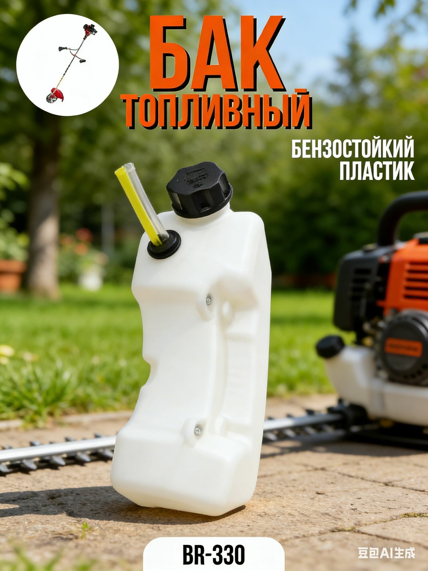 GEALFIS Бензобак для бензокосы 43-52 см, двигатель 1E40F-1E44F. Топливный бак с фильтром и шлангами, совместим с Huter, Carver, Champion, Patriot, Sturm-Peng-3.3cxj-yan