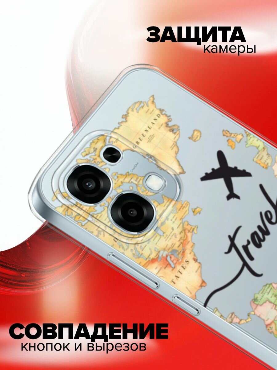 Силиконовый чехол на Oppo A6 Pro / Оппо A6 Про с принтом Travel карта — фото 1