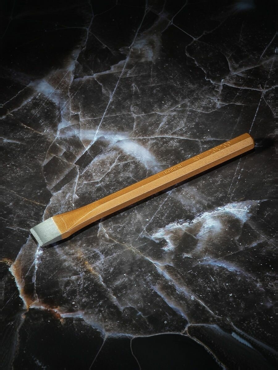 Зубило плоское NORGAU Industrial из закаленной стали Cr-Mo, наконечник с индукционной обработкой, 20x200 мм