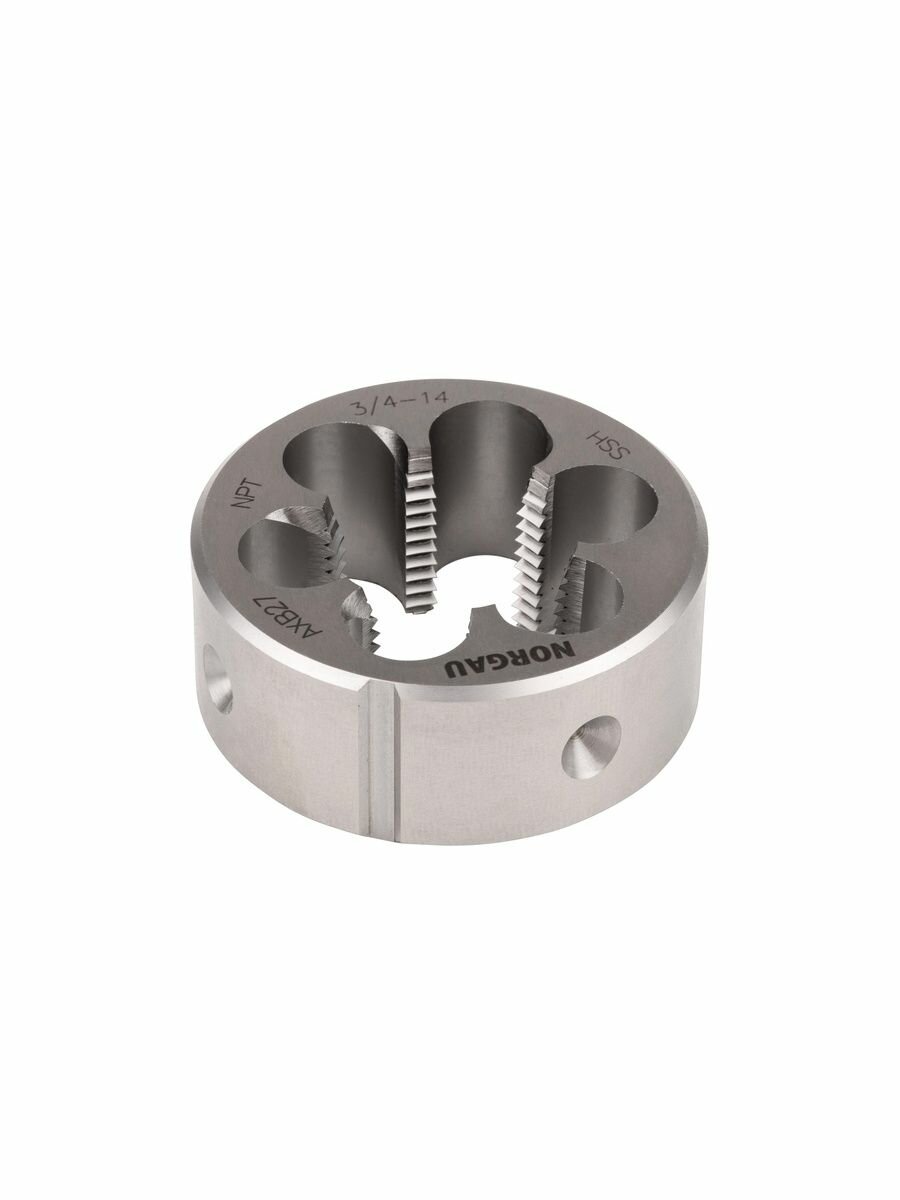 Плашка NPT 3/4х14 дюйма, диаметр 55 мм NORGAU Industrial для обработки конической резьбы с углом 60, по DIN223, HSS, Form B