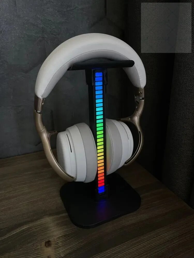 Подставка для наушников с подсветкой RGB-эквалайзер, 162 режима свечения, USB подключение — фото 1