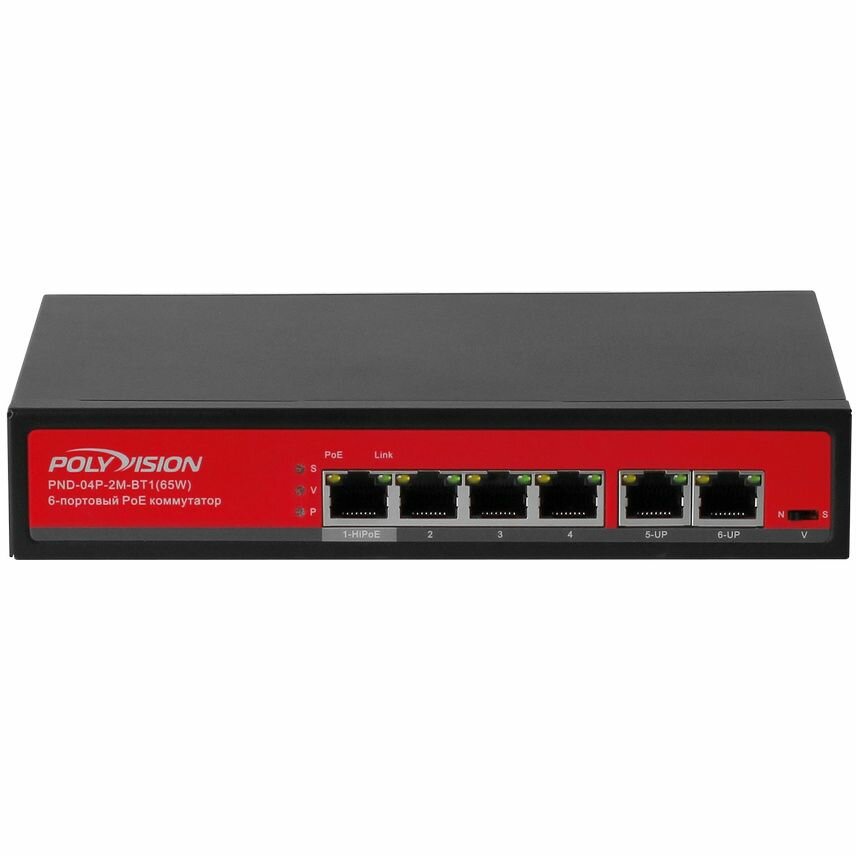 Polyvision PND-04P-2M-BT1 (65W) Коммутатор POE