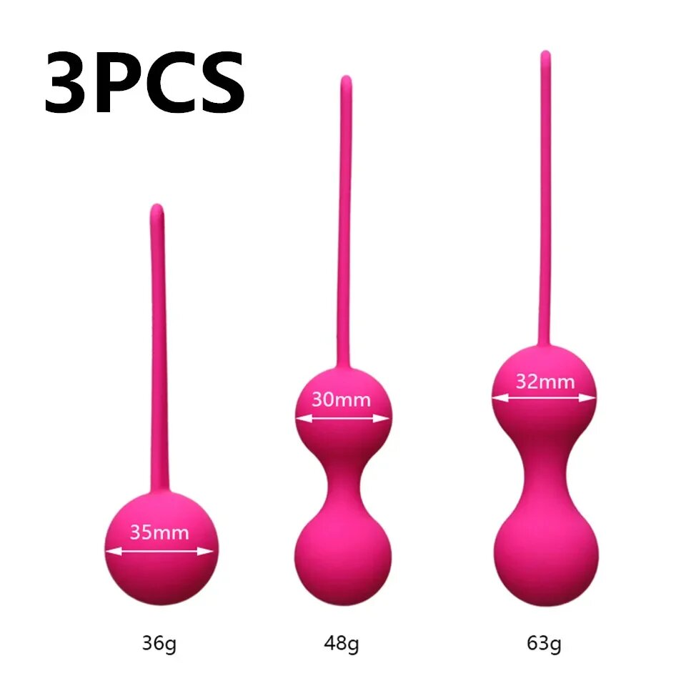 Набор из 3 шт, силиконовый умный шариковый вибратор, шарик Кегеля, шарик Бен Ва, 3pcs Pink