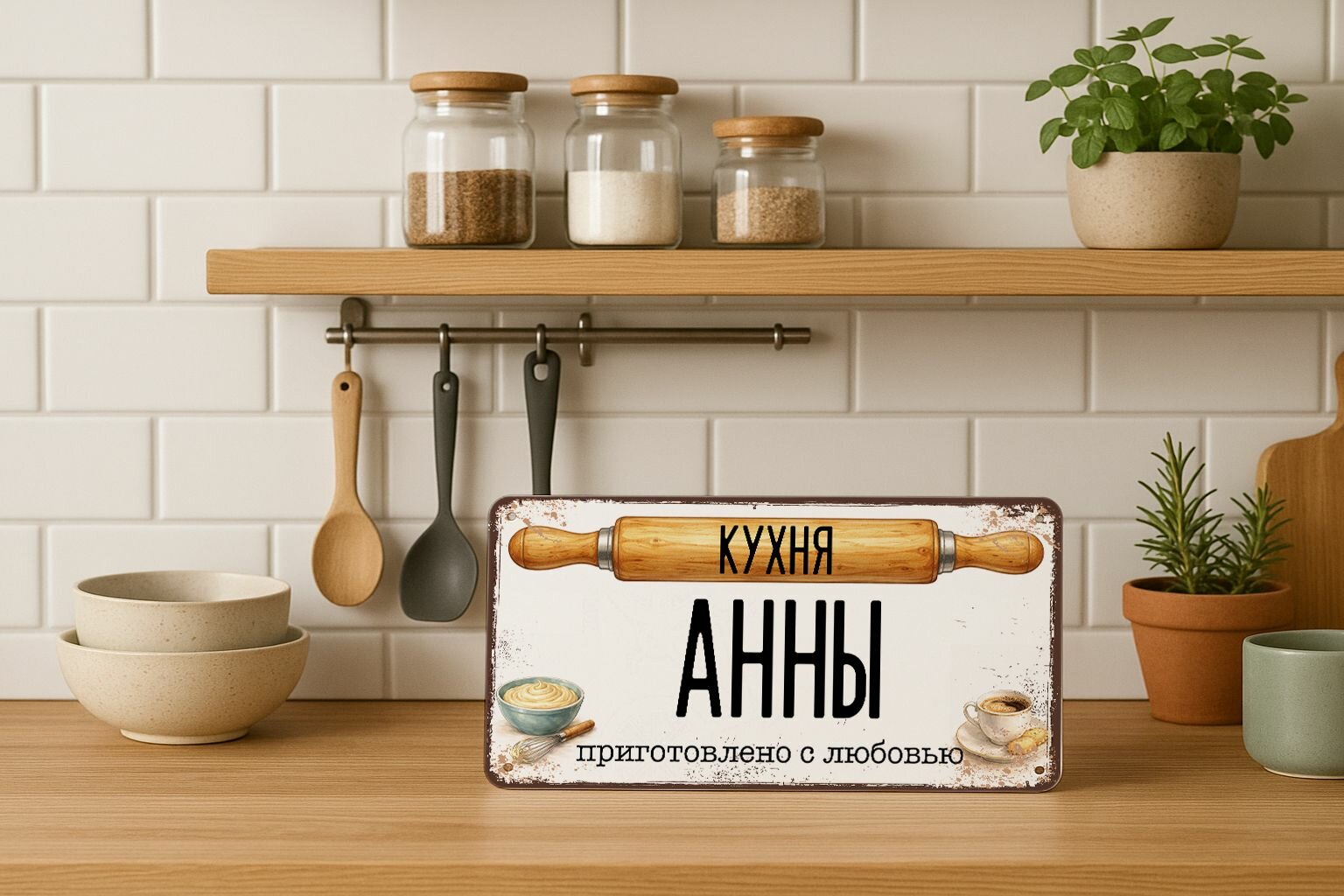 Подарок с именем Нины, табличка для кухни 15х30 см.