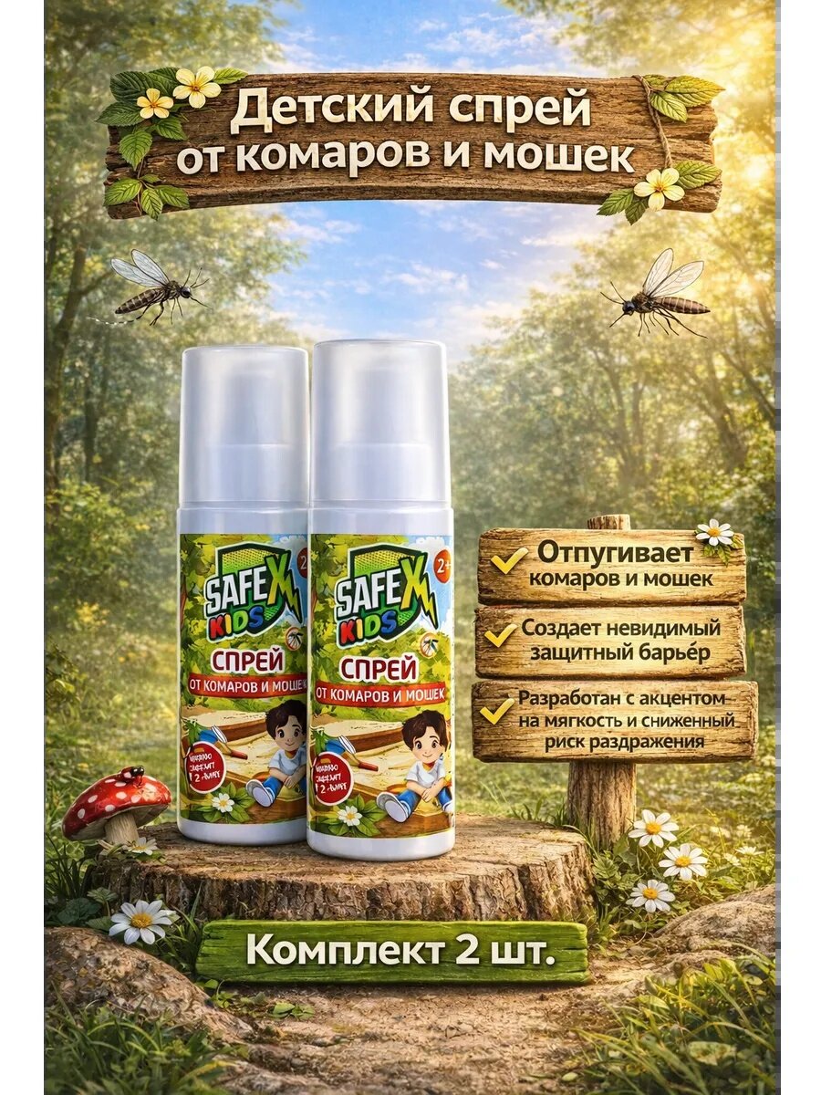 Спрей Сима-Ленд "Safex Kids", от комаров и мошек, 100мл, для детей