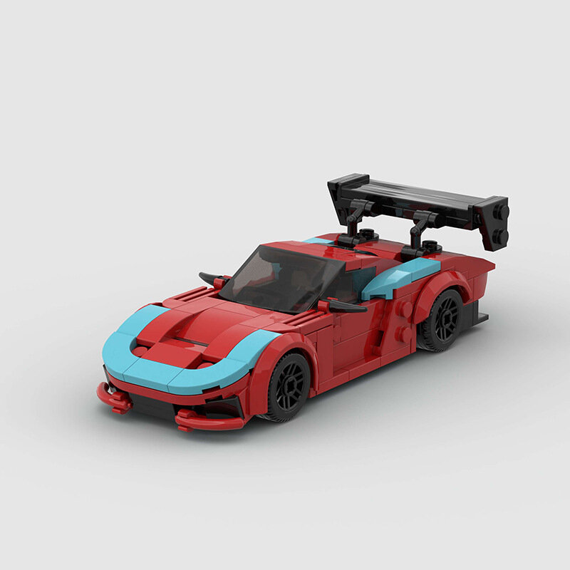 Красно-синяя модель автомобиля Porsche 935 MOC, обучающая игрушка для сборки (183 шт.)
