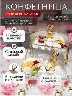 Конфетница универсальная для конфет, 1 шт. Отличный подарок на любой праздник, размер чаши 16х5 см