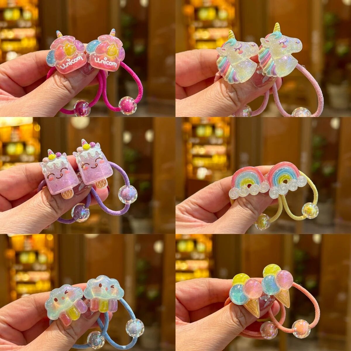 Резинки для волос единорог 12 шт. для девочек