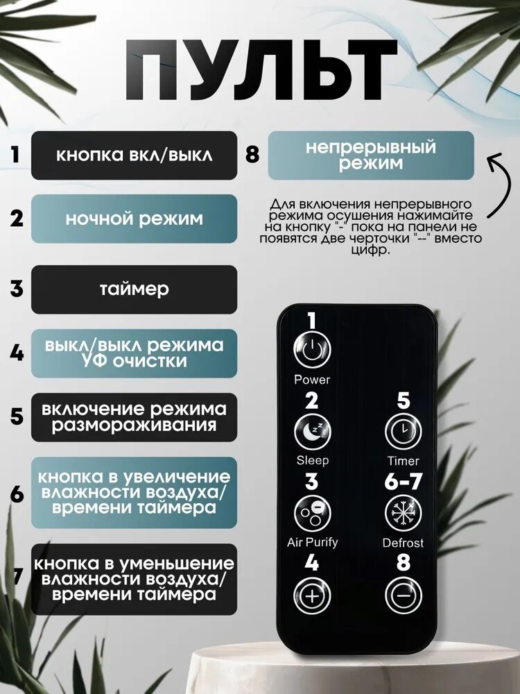 Осушитель воздуха техсол DS5 для дома, 15-30 м2, 2.2 литра, с УФ очисткой воздуха — фото 1