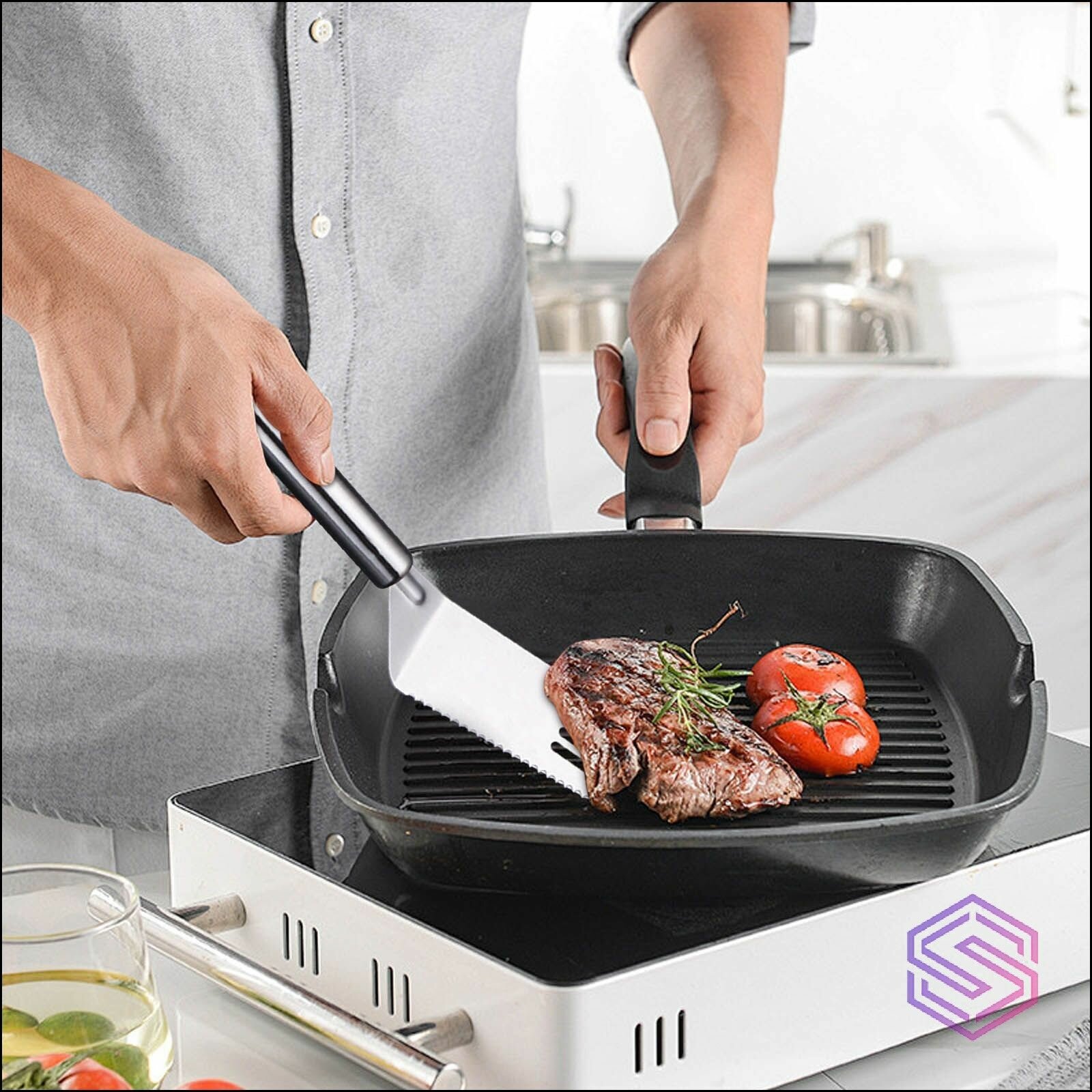 Эксклюзивная лопатка для стейков в западном стиле, предназначенная для жарки на высокотемпературной сковороде