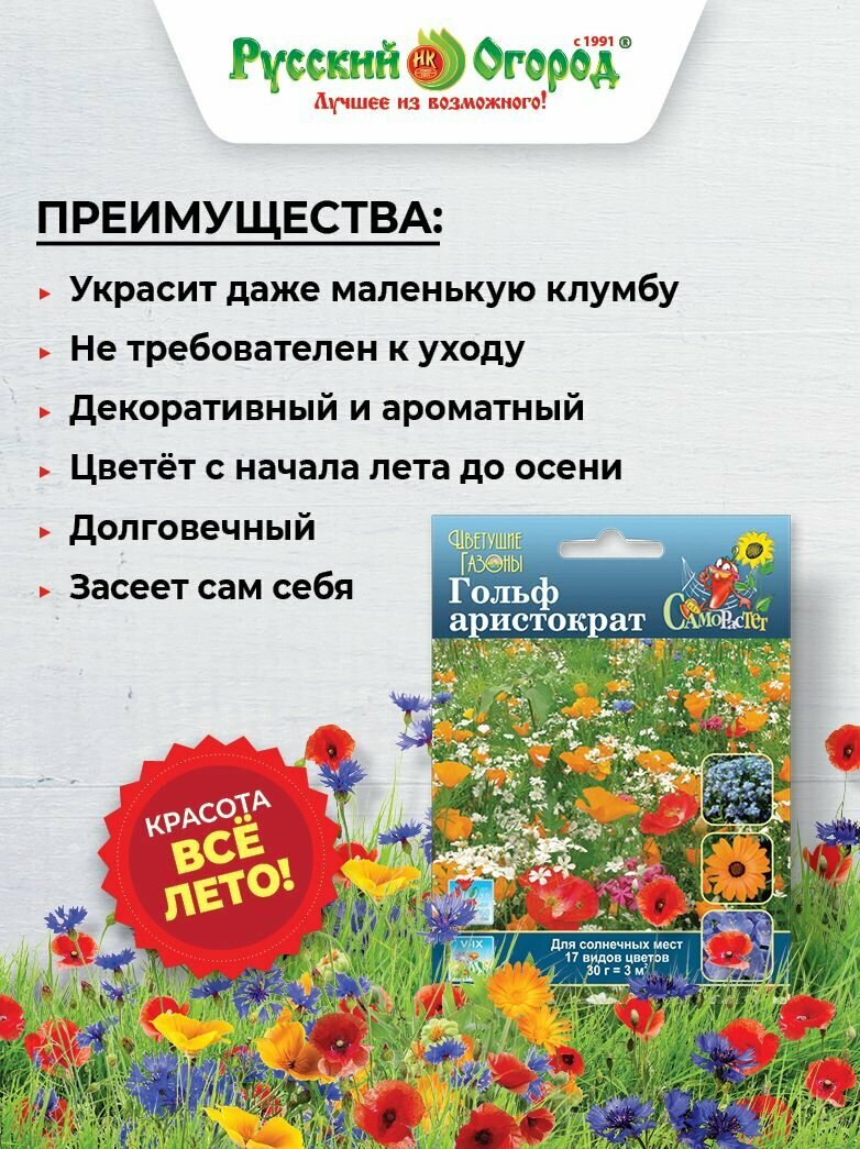 Газон Гольф - аристократ, Русский огород, семена — фото 1