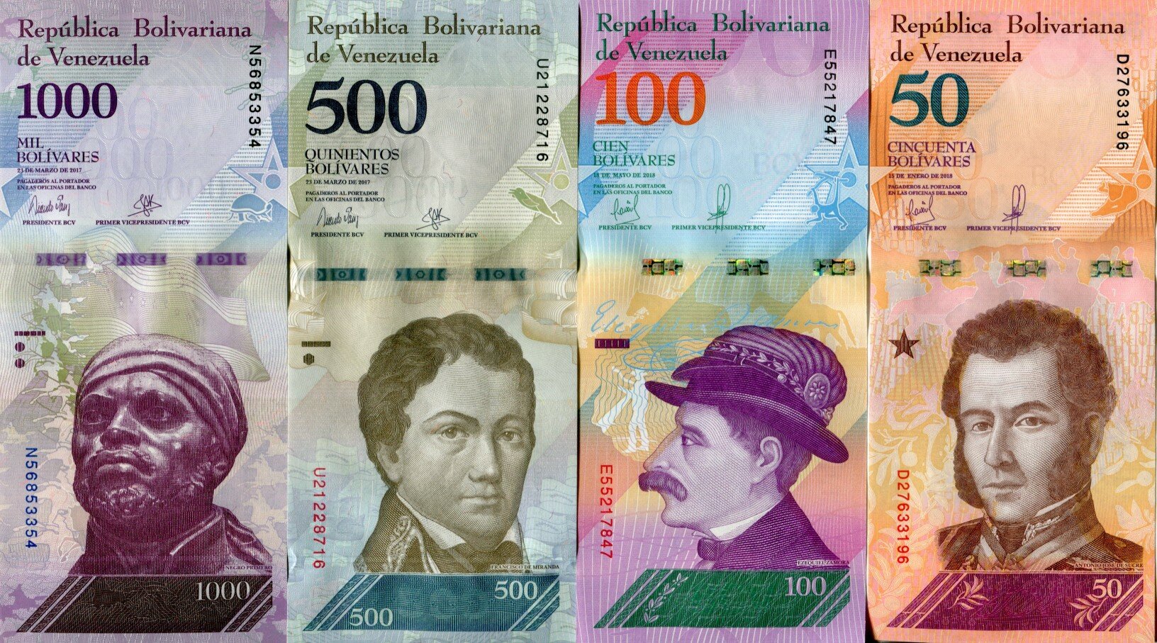 Набор 4 банкнот Венесуэла 2017-2018г