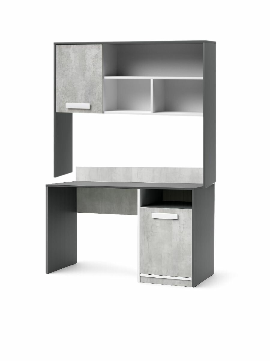 Тэкс Письменный стол Кэнди КС-1 с надстройкой КН-1, 1200х1910х520, Графит/Белый/Цемент