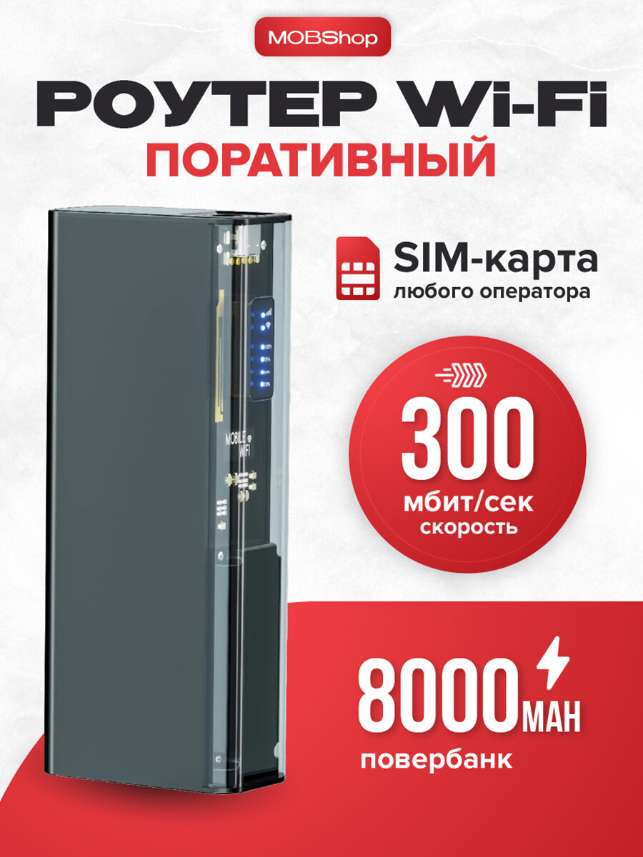 Беспроводной Роутер Wi-Fi 4G LTE, powerbank