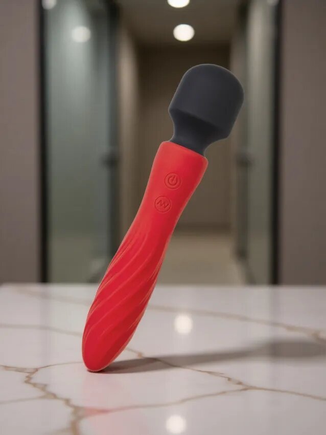 Вибратор-микрофон Toy Joy, 2-х сторонний, 10 режимов, силикон, красный, 21 см