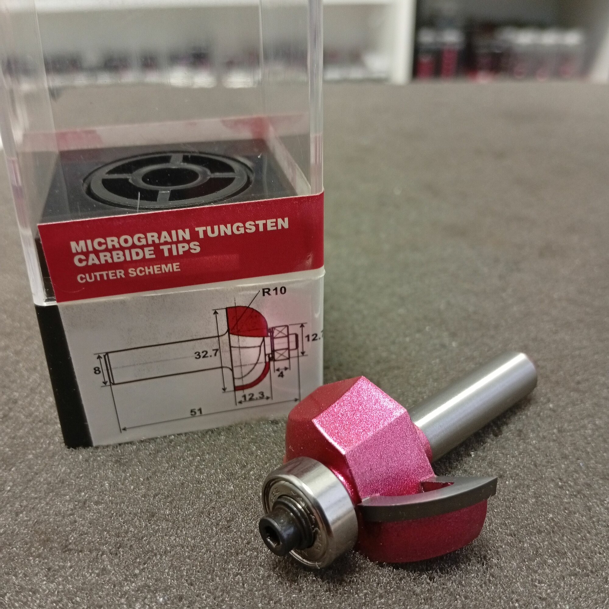 Фреза внешний радиус R 10мм "Галтель" (нижний подшипник) ( проф. серия) Z 2 D 32.7x12.3x51 S 8 PROCUT