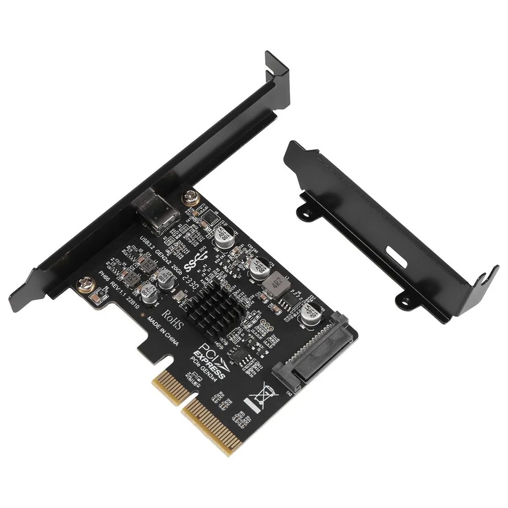 Карта USB PCIE Type C PCI-Express 4X на USB 3.2 Gen 2X2 (20 Гбит/с) Набор микросхем ASM3242 для Windows 8/10/Linux