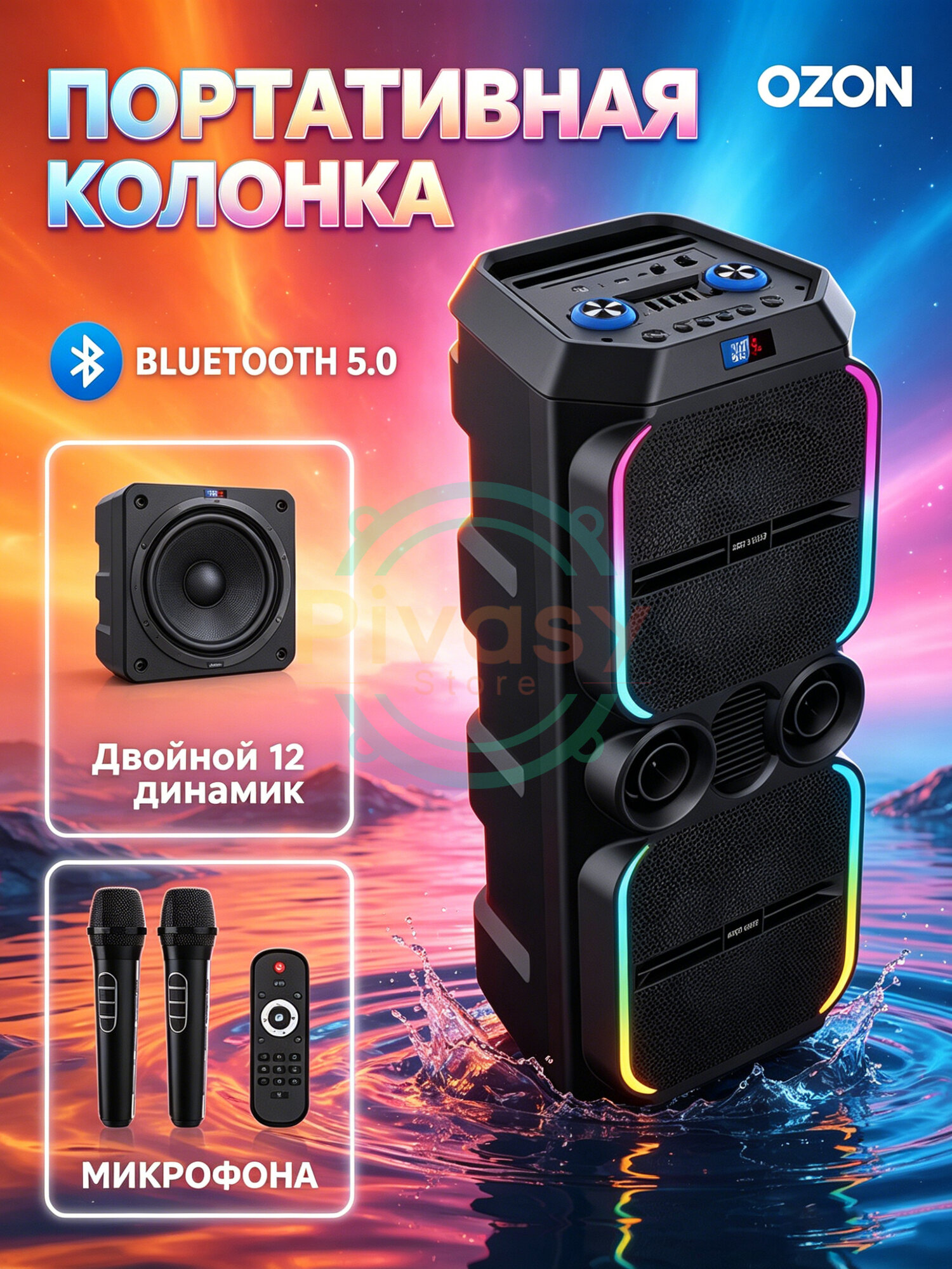 12-дюймовый Bluetooth-динамик с микрофоном для караоке, предназначенный исключительно для вечеринок и свадеб.