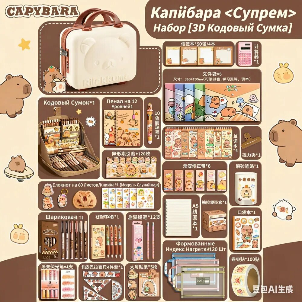 Подарочный набор канцтоваров 343 шт, упаковка ручной работы – идеальный презент школьнику