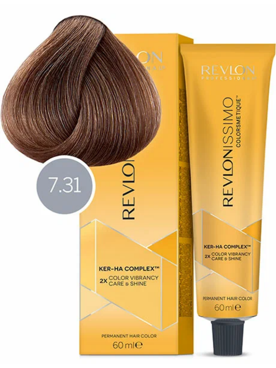 Краска для волос Revlon Professional Revlonissimo Colorsmetique Care & Shine с гиалуроновой кислотой перманентная, 7.31