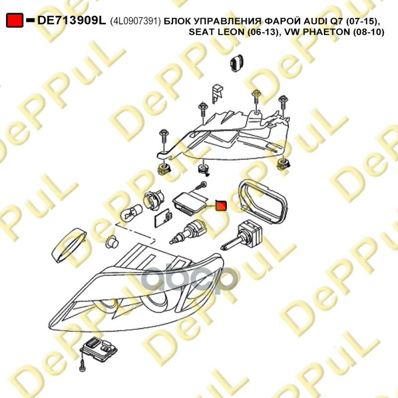 Блок управления фарой AUDI Q7 (07-15), SEAT LEON (06-13), VW PHAETON (08-10) VAG DePPuL арт. DE713909L