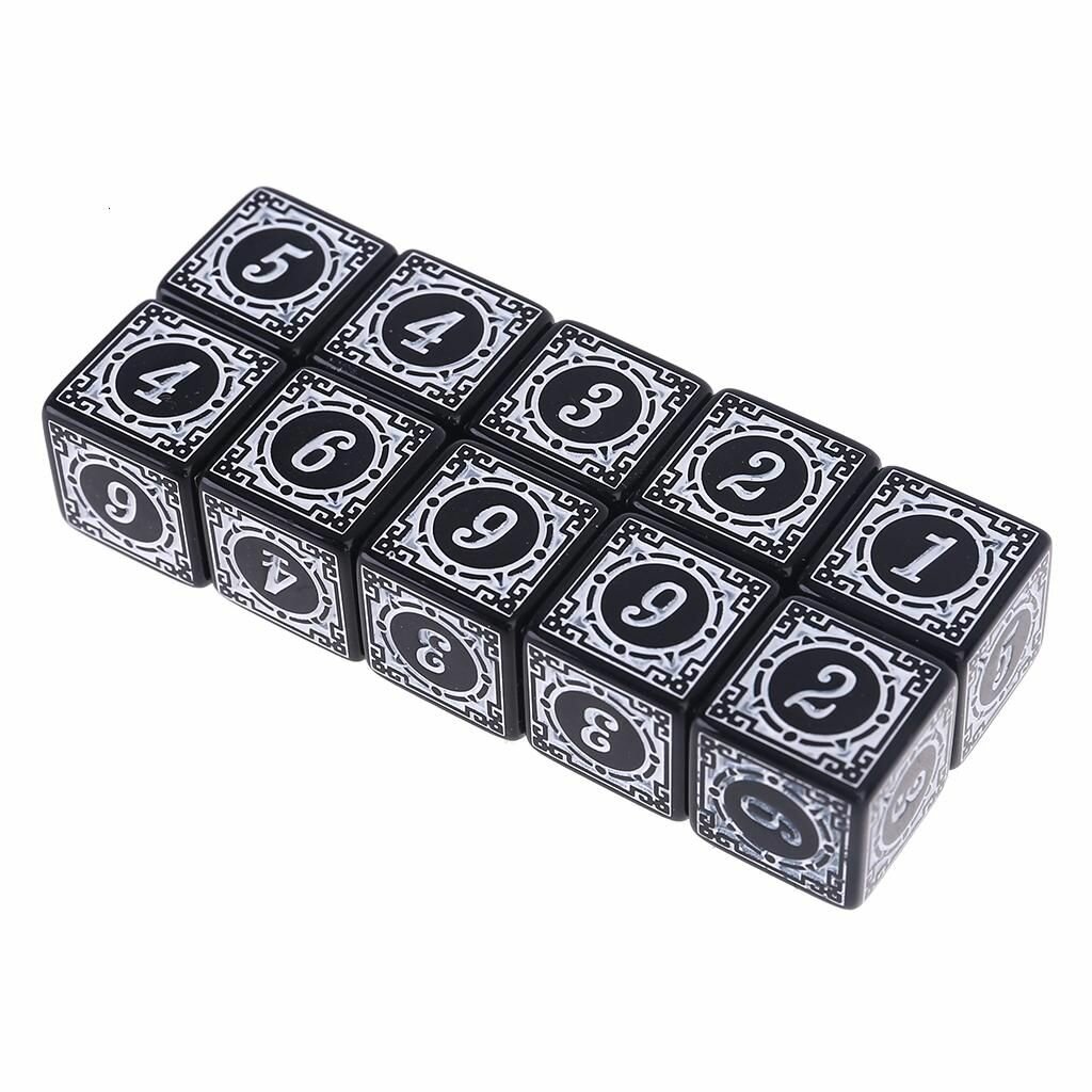 Набор из 10 акриловых шестигранных игральных кубиков
