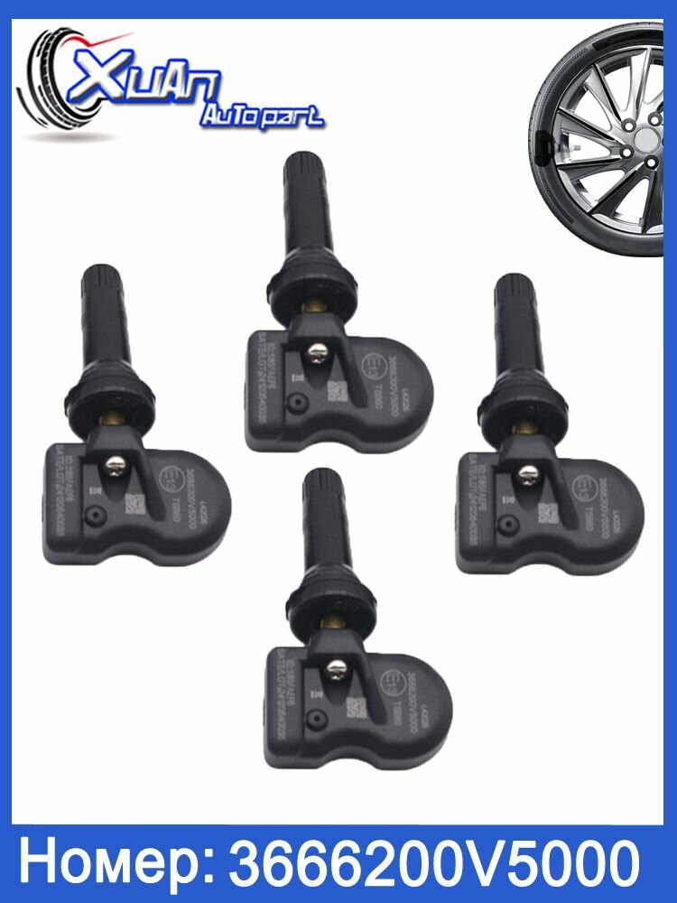 Четыре 3666200V5000 TPMS Датчик давления шины 433 МГц Подходит для JAC iEV6E iEV7 iEV7S iEVA50 iEVS4 T6, Refine E4/M3/M4/R3/S2, Sehol E20X/E40X 3666200-V5000