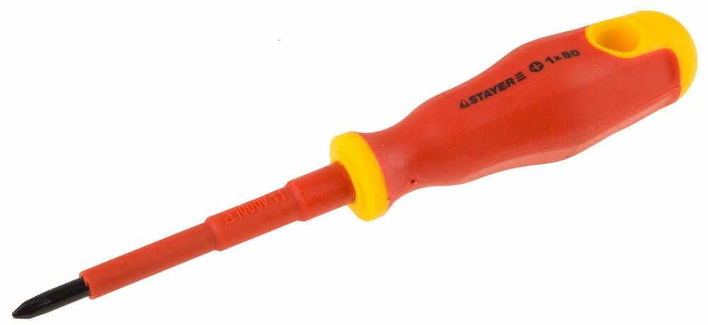 Отвертка диэлектрическая Professional STAYER Electro, PH1 х 80 мм, арт. 25142-1-08