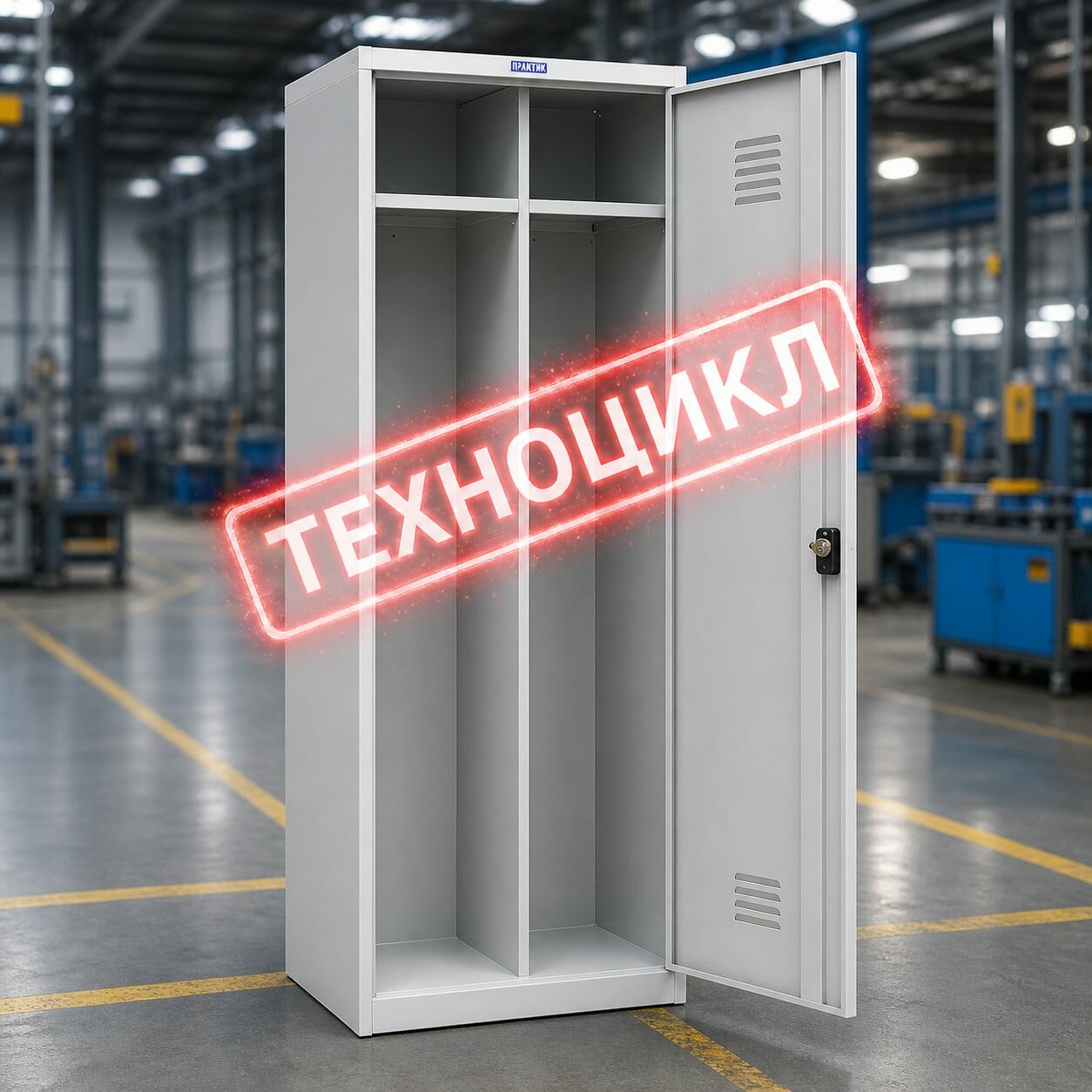 Шкаф для раздевалок усиленный ТЦУ 11-50, базовый модуль, 1830х500х500 мм, серый RAL 7035 техноцикл