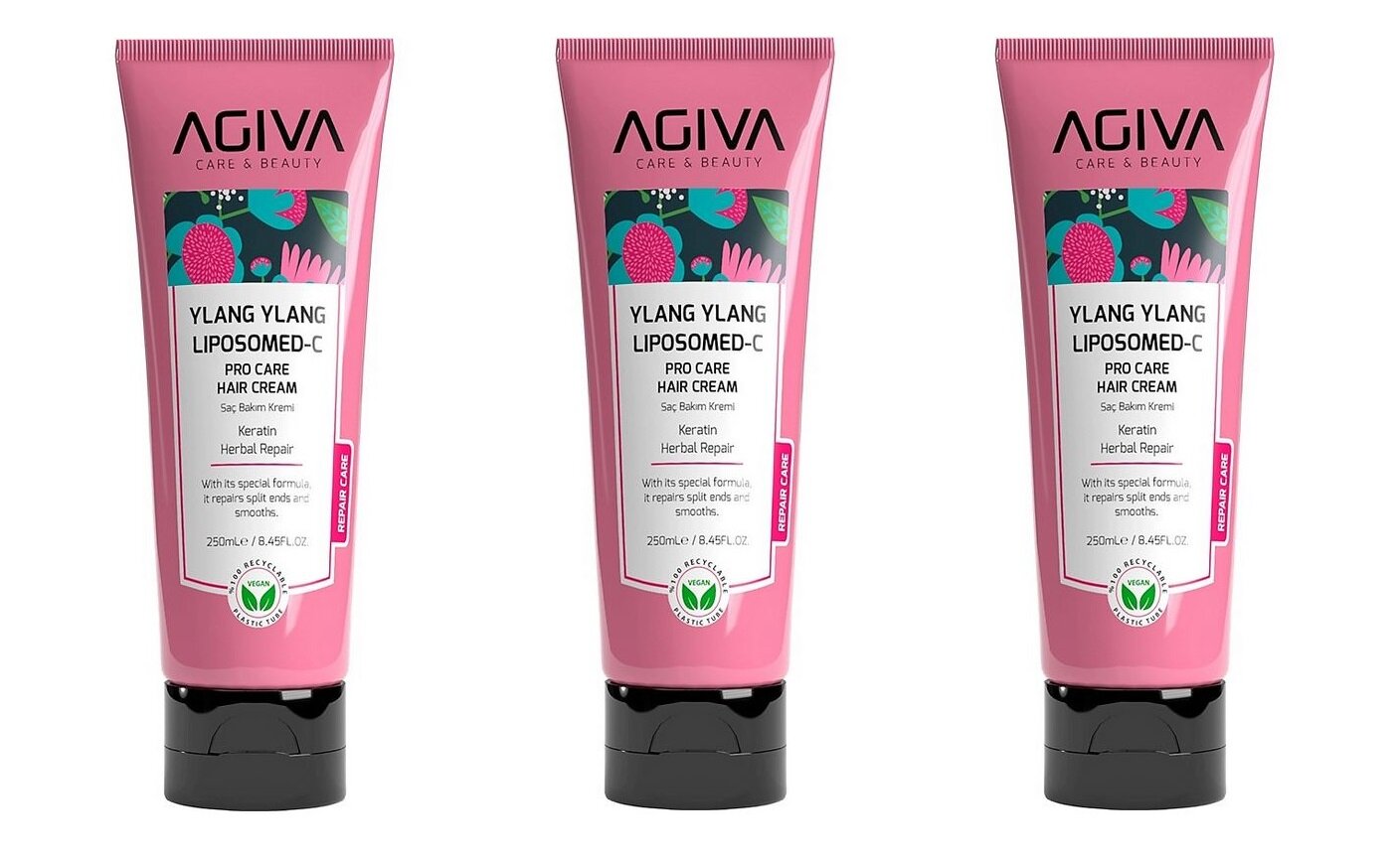 Крем-кондиционер AGİVA для волос Ylang Ylang Lıpozom C Pro Care, 250 мл - 3 штуки