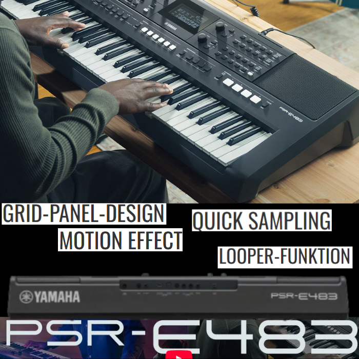 Синтезатор цифровой Yamaha PSR-E483, полноразмерные клавиши - 61, DSP-эффекты, режим пианино, USB, вход для микрофона