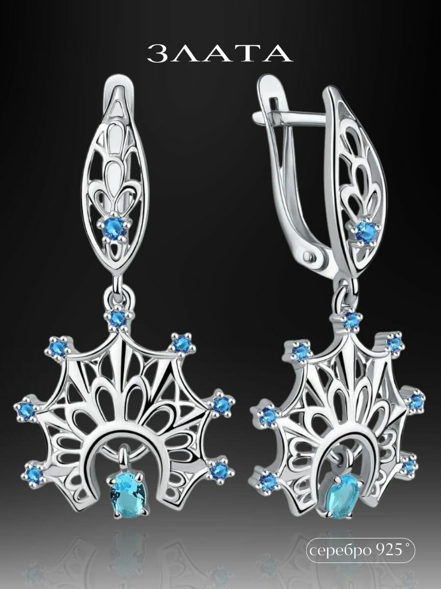 Серьги, серебро, 925 проба, фианит