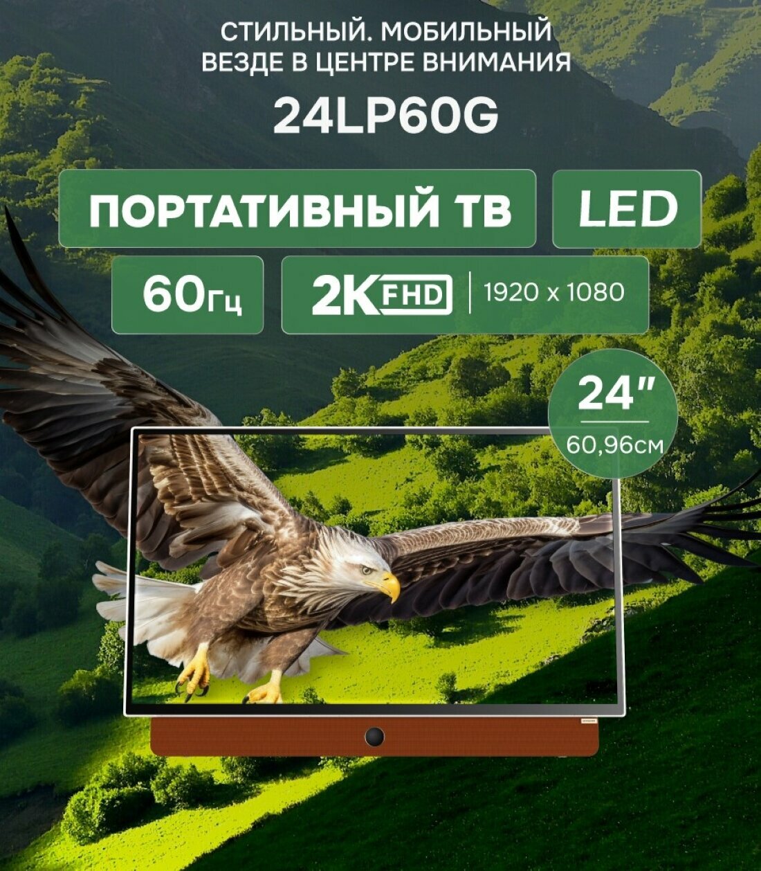 Телевизор Skyworth 24LP60G, переносной ТВ, до 3х часов работы от встроенной батареи