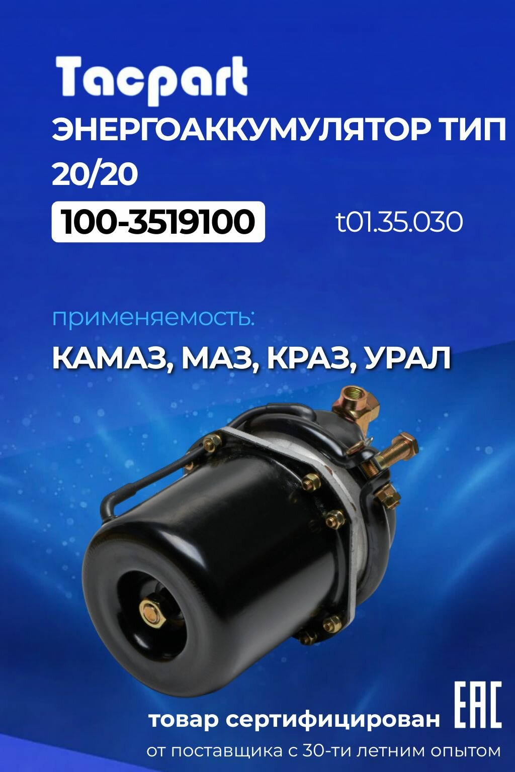 Энергоаккумулятор тип 20/20 Камаз, Маз, Краз, Урал (100-3519100)