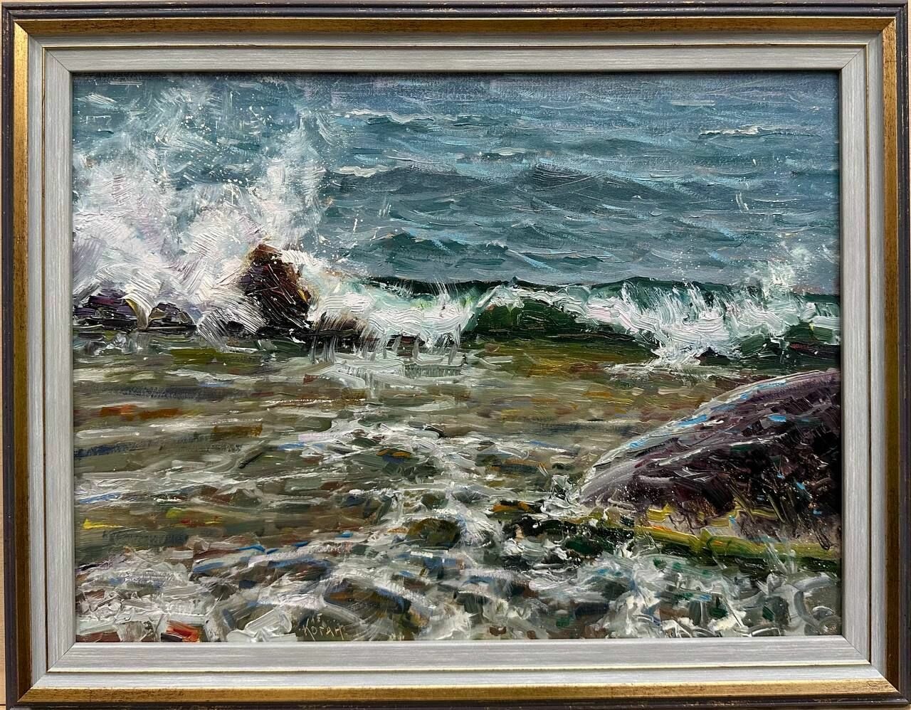 Картина маслом, морской пейзаж "Волна" 1. МДФ/Масло. Размер 30х40. Автор Борис Коган.
