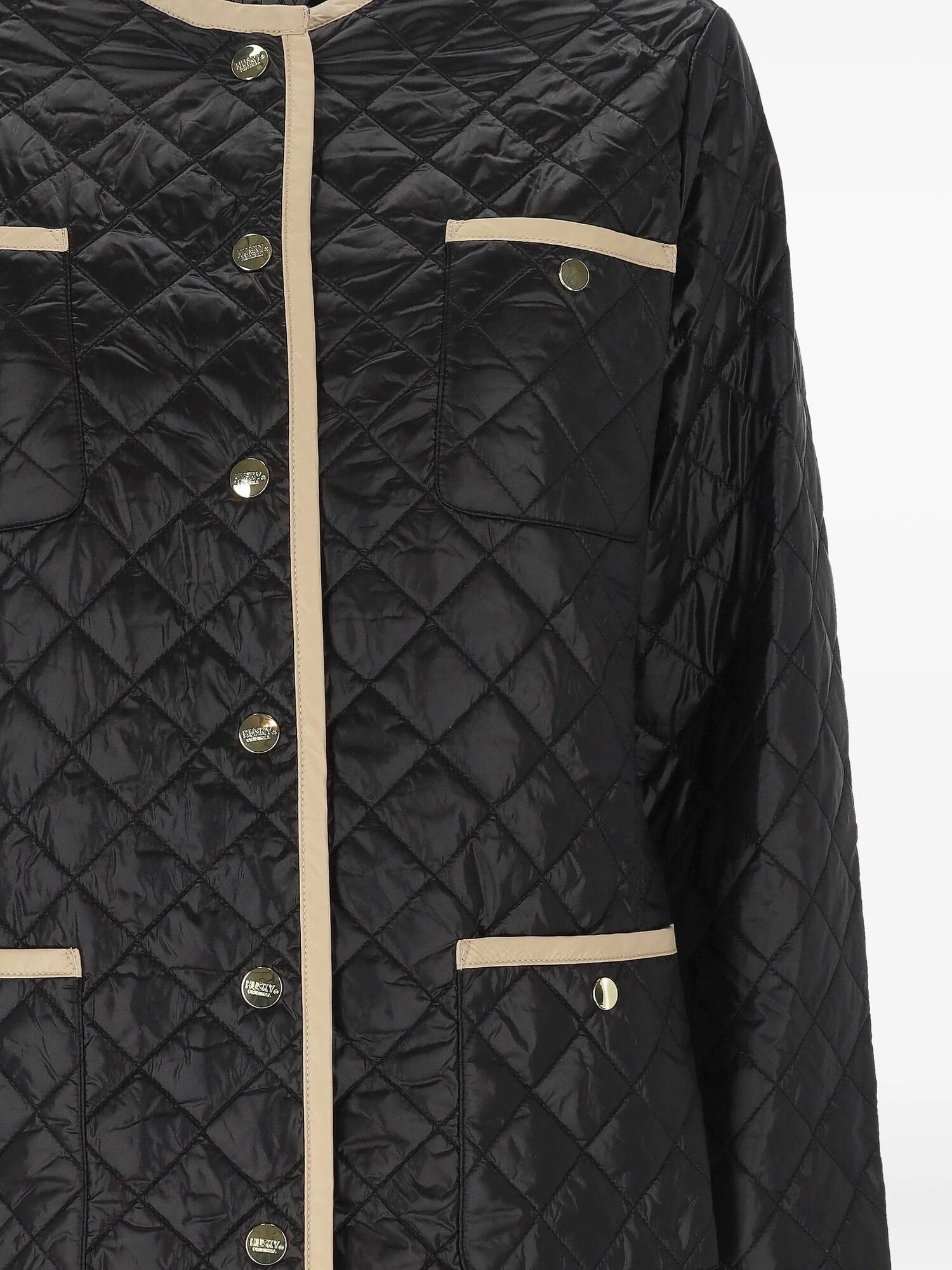 Куртка Husky Quilted contrast-trim jacket, размер 44, black/black — фото 1