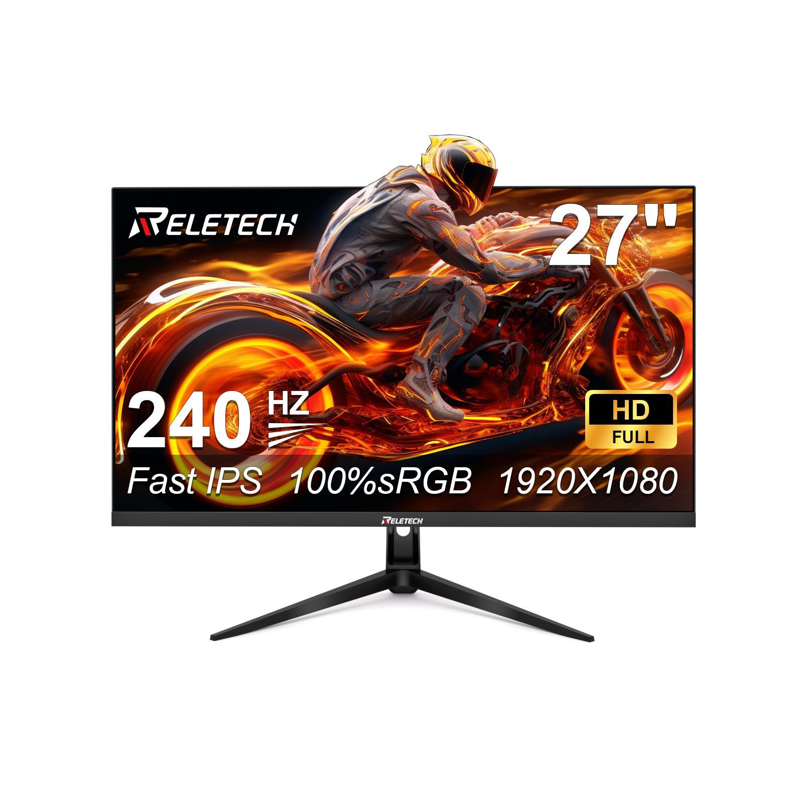 Монитор игровой Reletech 27 " 240 Гц, Fast-IPS, 1ms, 1920x1080, HDMI+DP, FreeSync/G-Sync, для компьютера, R27 Fury