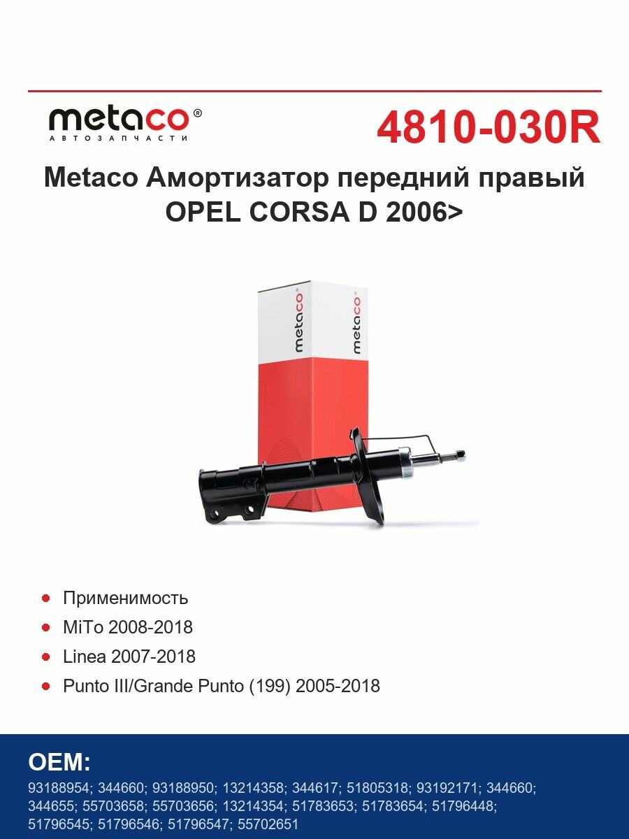 Metaco Амортизатор передний правый OPEL CORSA D 2006>
