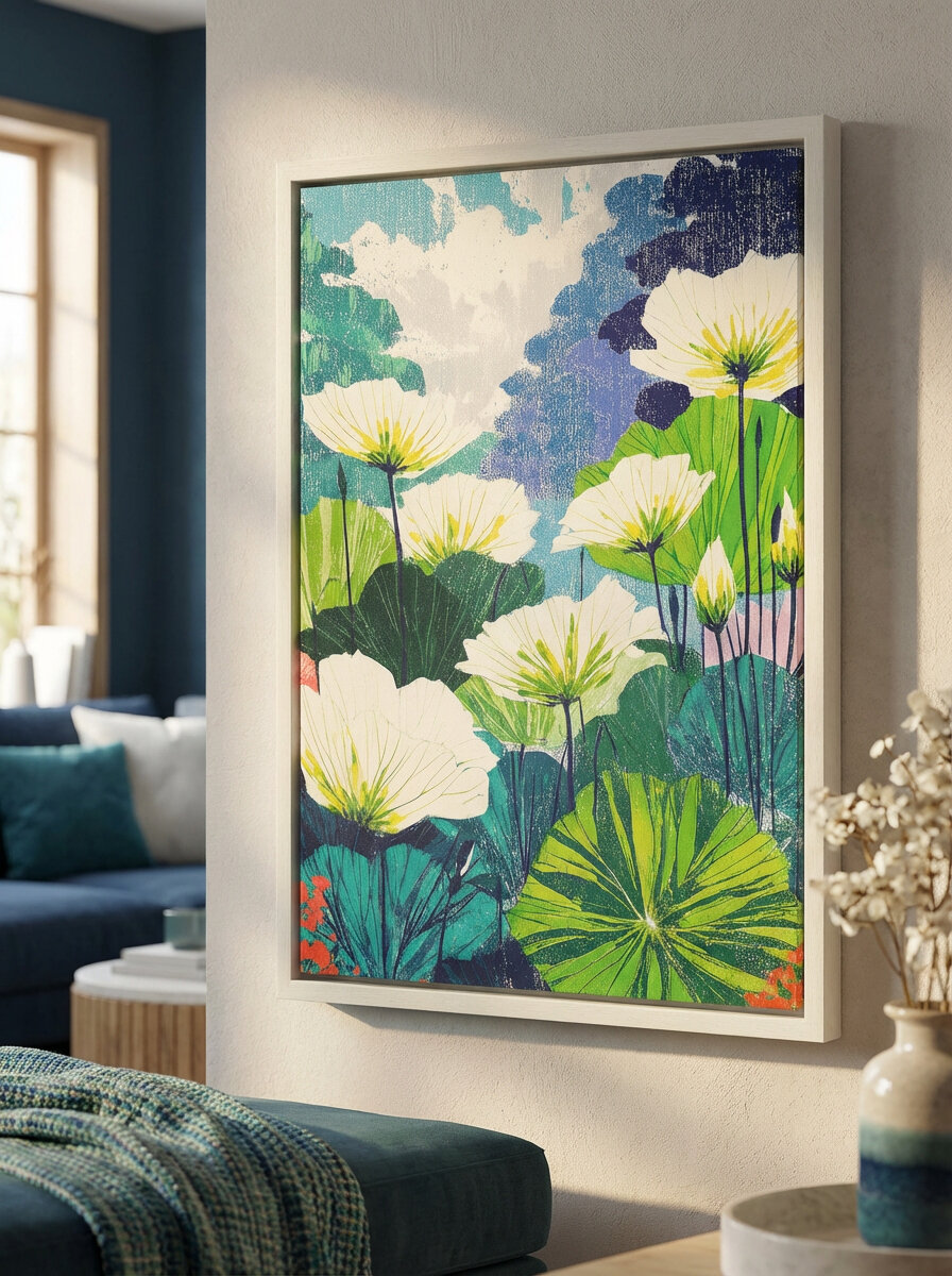 Картина Postermarket "Цветы" на холсте с подрамником в раме 50х70 см