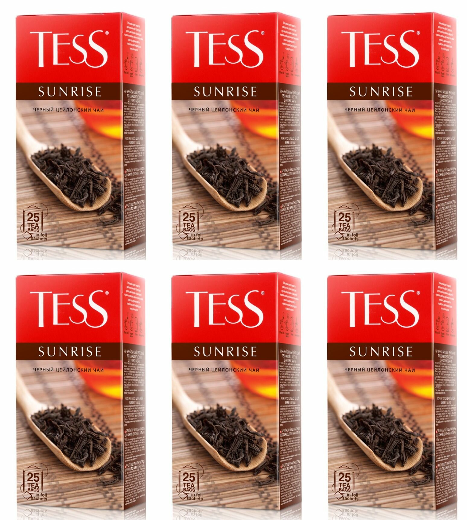 Tess Чай в пакетиках черный Sunrise, 25 шт х 1,8 г, 6 уп
