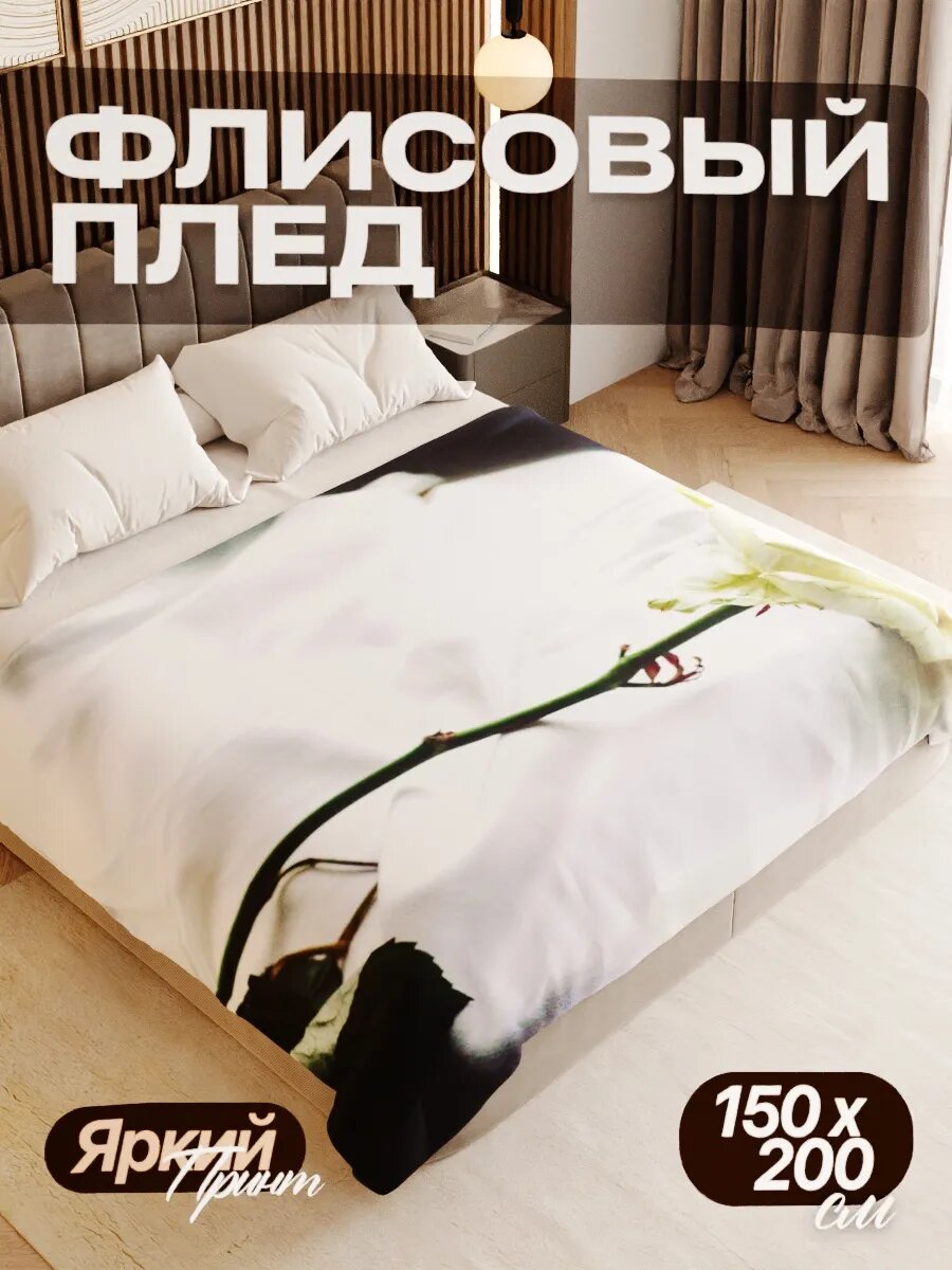Плед флисовый 150х200 см мягкий теплый покрывало для дома