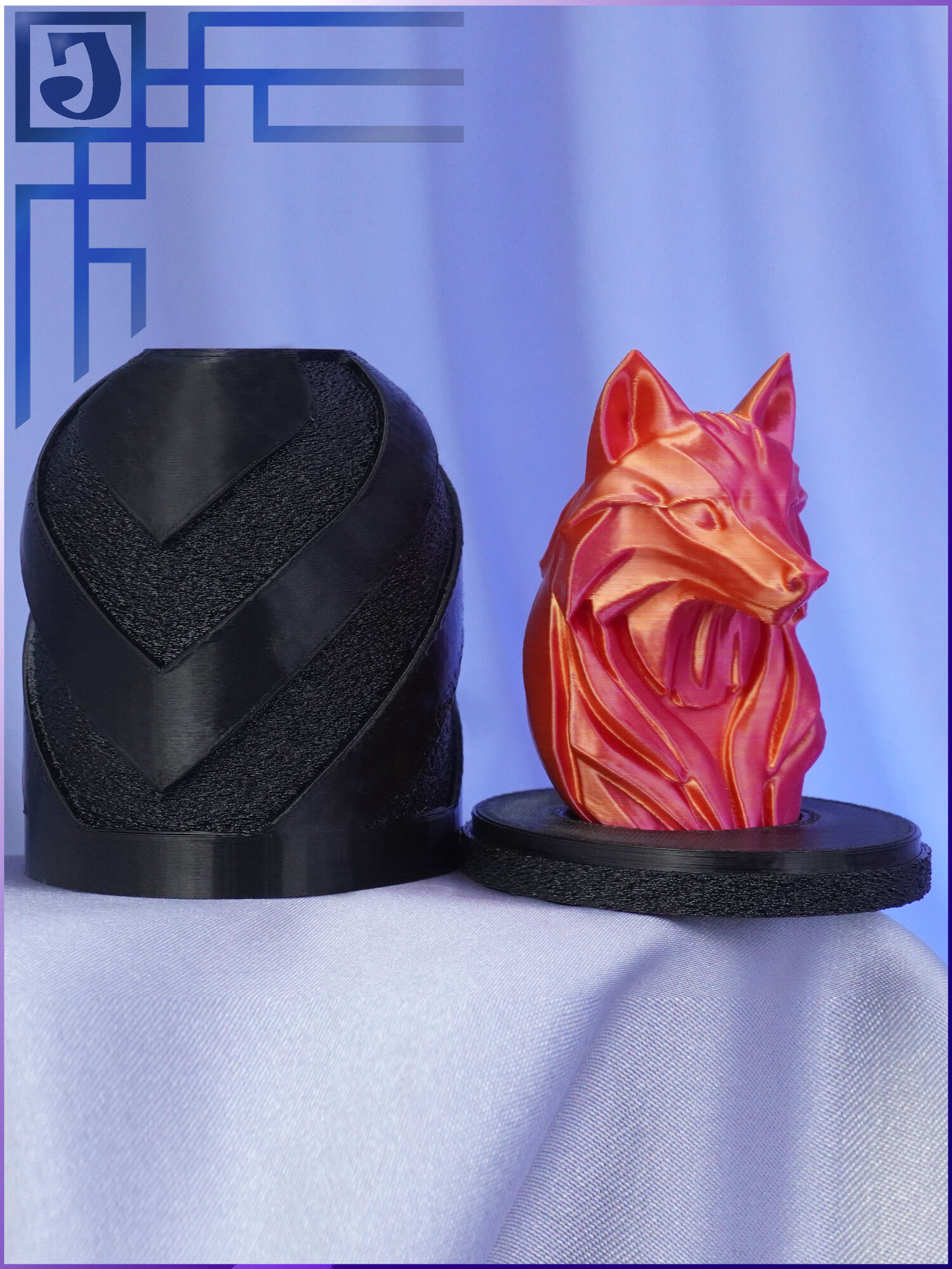 Фигурка лис Курама Joker-Studio, статуэтка Кицунэ, авторская, 3D печать, пластик, 7х5 см