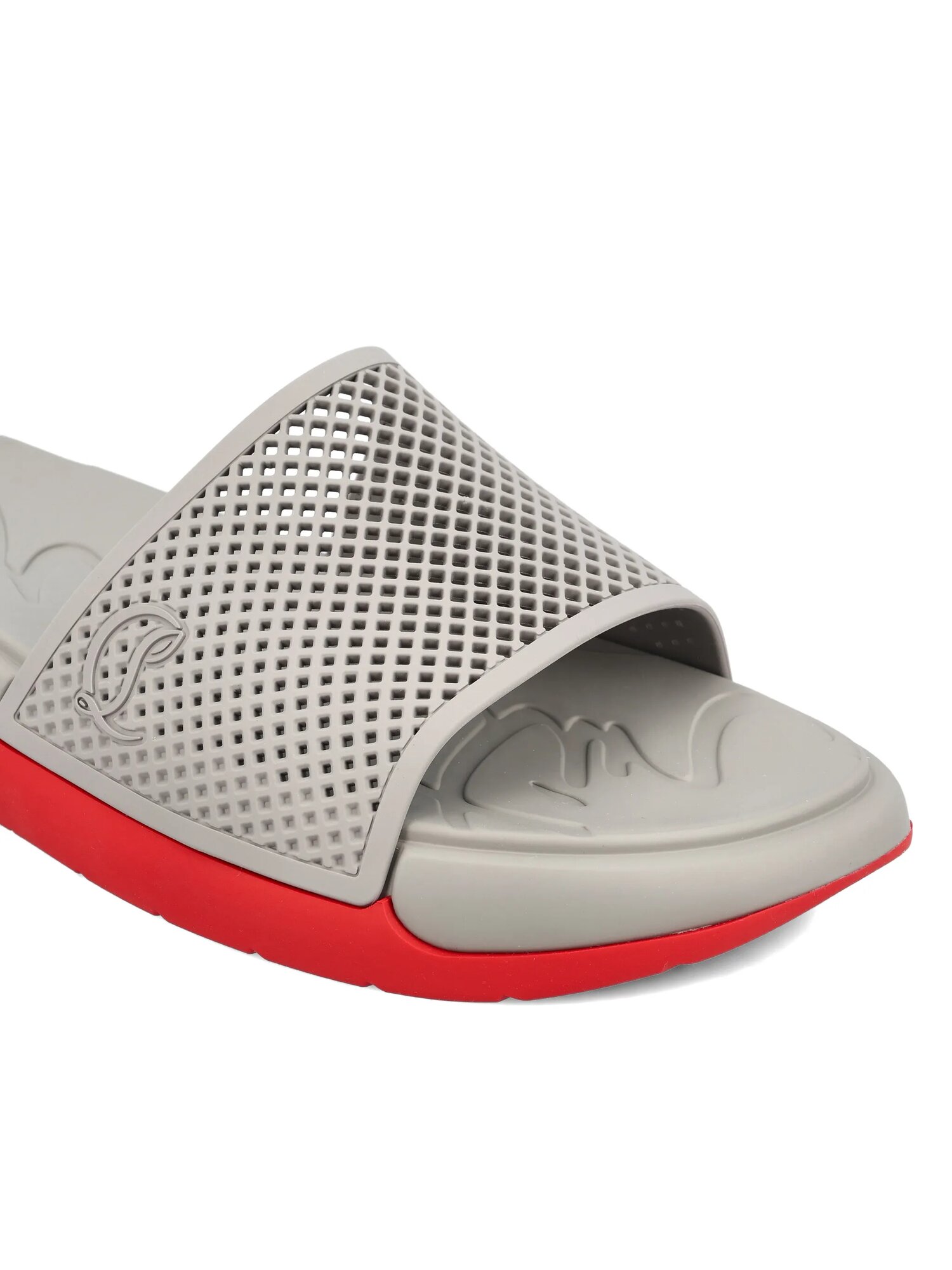 Шлёпанцы Christian Louboutin Perforated logo-plaque flip-flops, размер 41, grey — фото 1