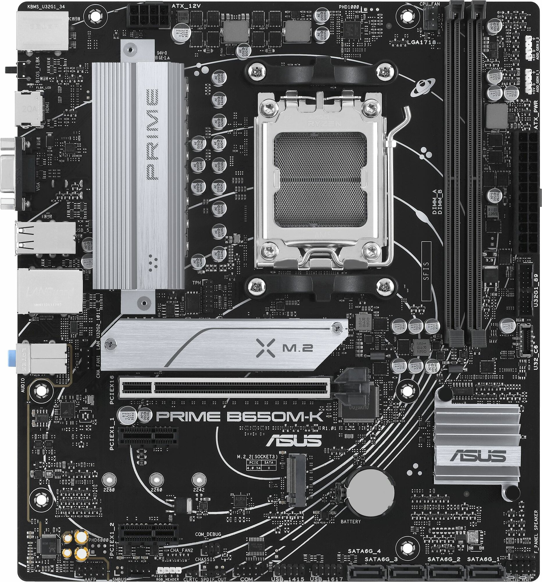 Материнская плата Asus PRIME B650M-K Socket AM5 AMD B650 2xDDR5 mATX AC`97 8ch(7.1) 2.5Gg RAID+VGA+H