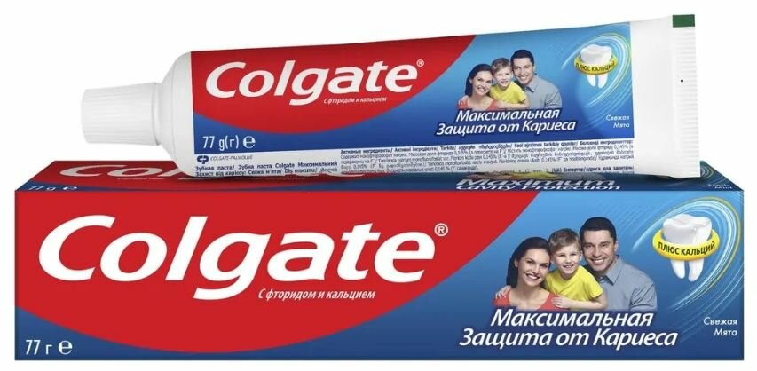 Colgate Зубная паста Максимальная защита от кариеса Свежая мята, 50 мл