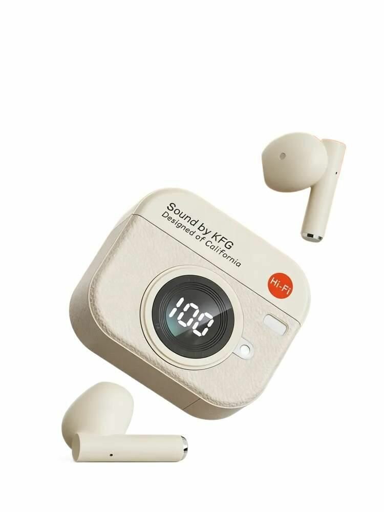 Наушники беспроводные ретро-камера Bluetooth Type-C, спортивные, чистый звук, ёмкая батарея, долгое время работы