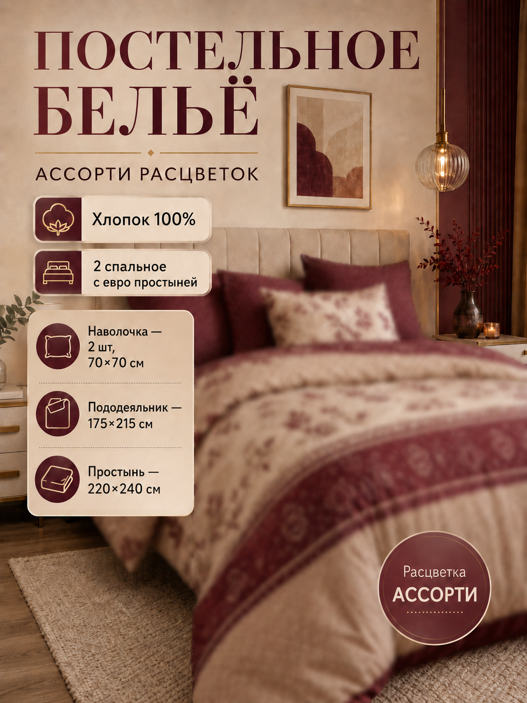 Kerimov GROUP постельное белье 2 спальное с евро простыней, хлопок хлопок