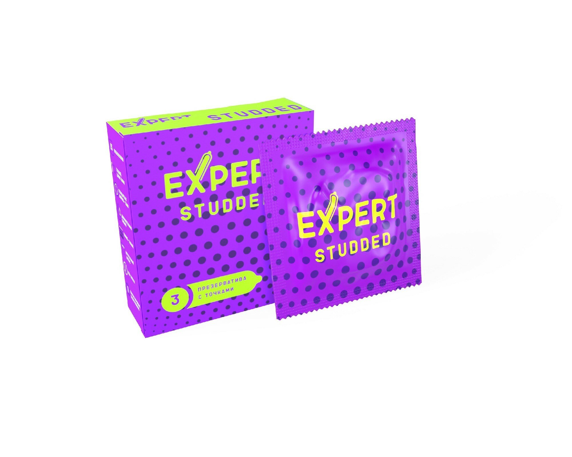 Презервативы Expert Studded с точечным рельефом, плотное облегание и драйв, 3 шт.